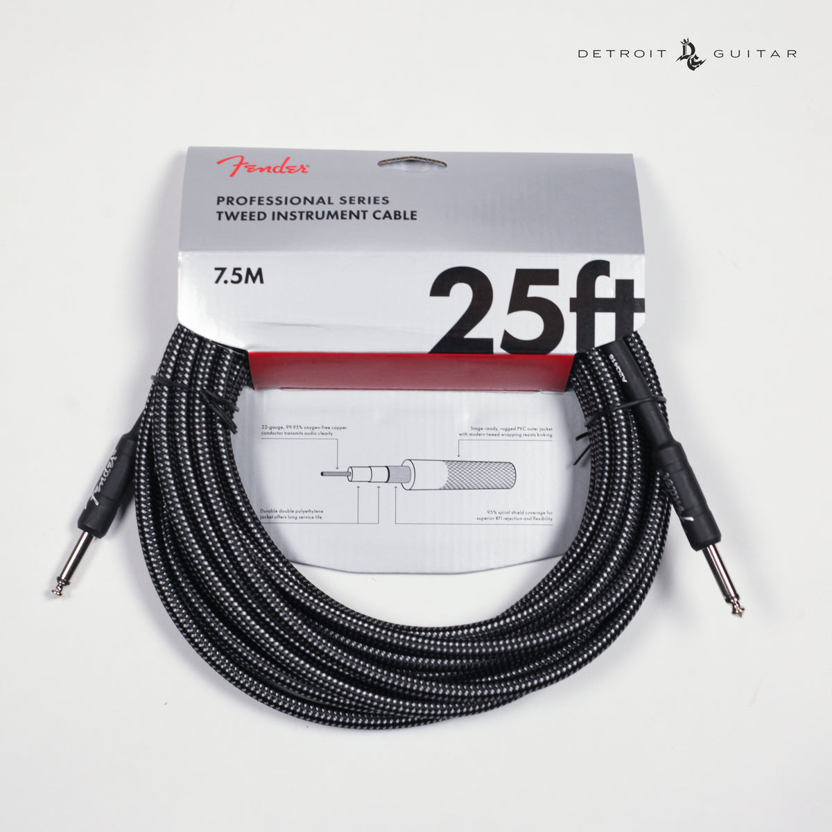Fender Professional Series Instrument Cable 25' Gray Tweed – Detroit Guitar